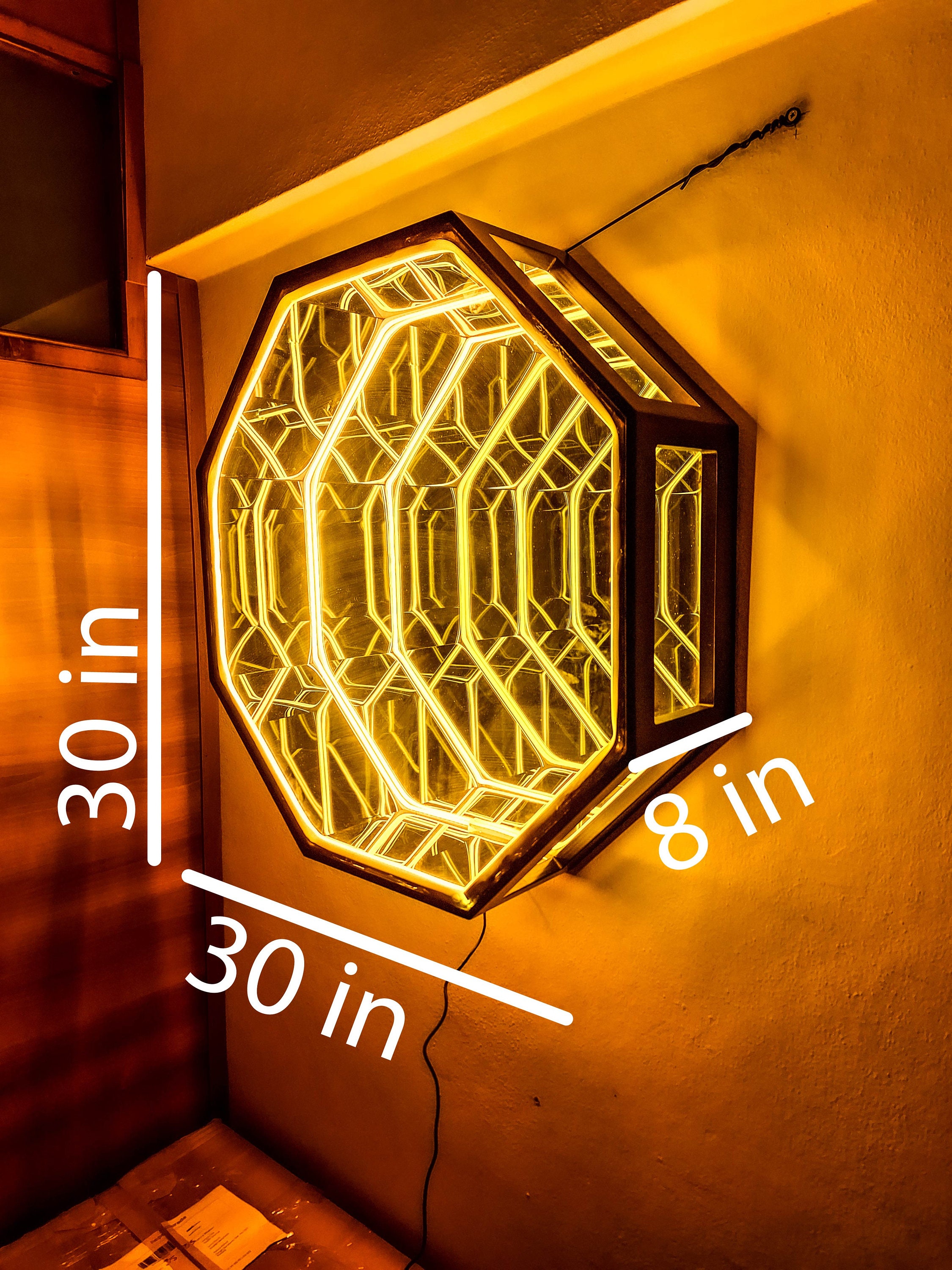 Wall Decor Infinity Mirror Glass on All Sides Modern and Elegant Design ...