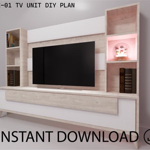 DIY TV Unit Plans - Build Your Own Entertainment Center Today! - Etsy