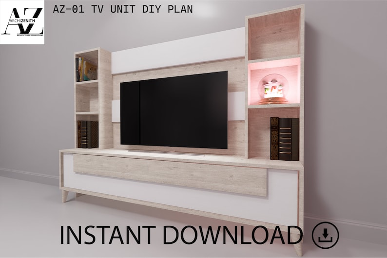 DIY TV Unit Plans - Build Your Own Entertainment Center Today! - Etsy