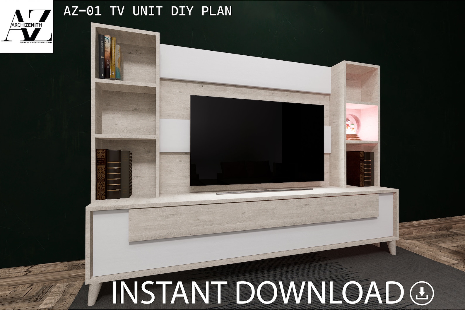 DIY TV Unit Plans - Build Your Own Entertainment Center Today! - Etsy