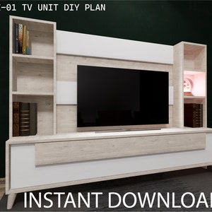 DIY TV Unit Plans - Build Your Own Entertainment Center Today! - Etsy