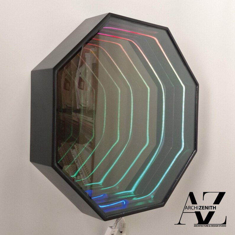 Octagon Infinity Mirror: Voice Controlled Pixel Neon LED, Modern Home ...