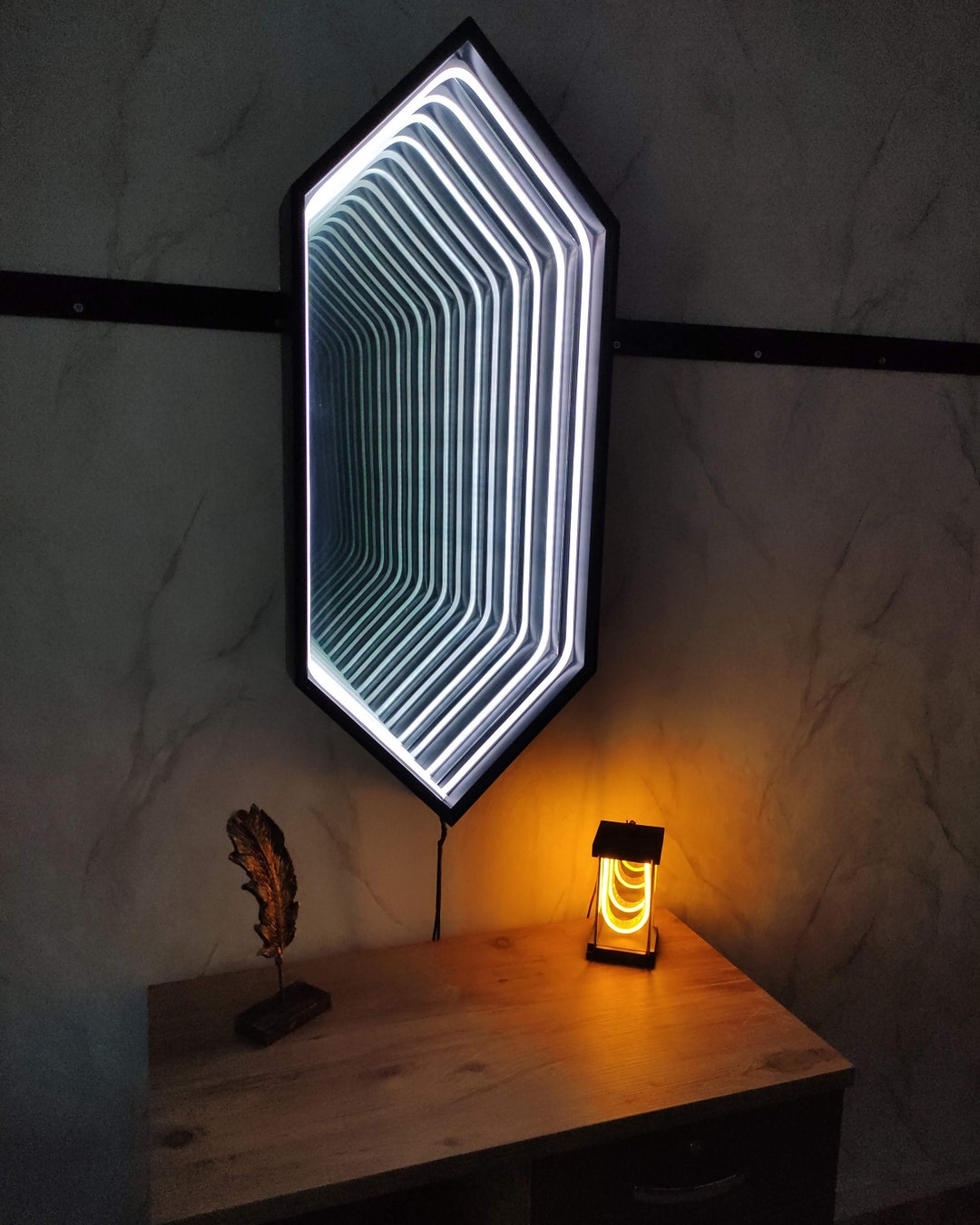 Hexagon Infinity Mirror Stunning and Unique Home Decor Voice Control ...