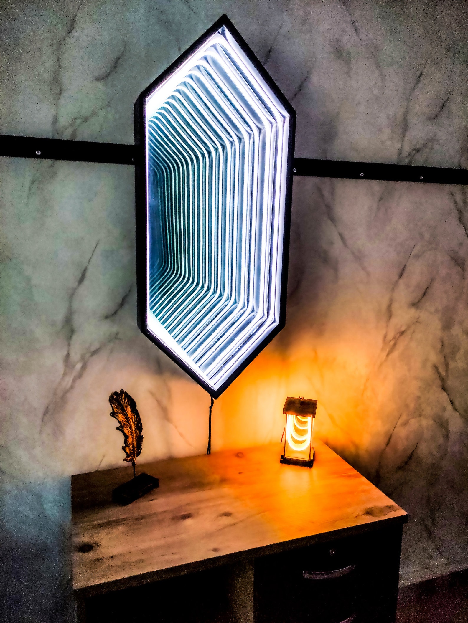 Hexagon Infinity Mirror Modern Home Decor Masterpiece Stunning and ...