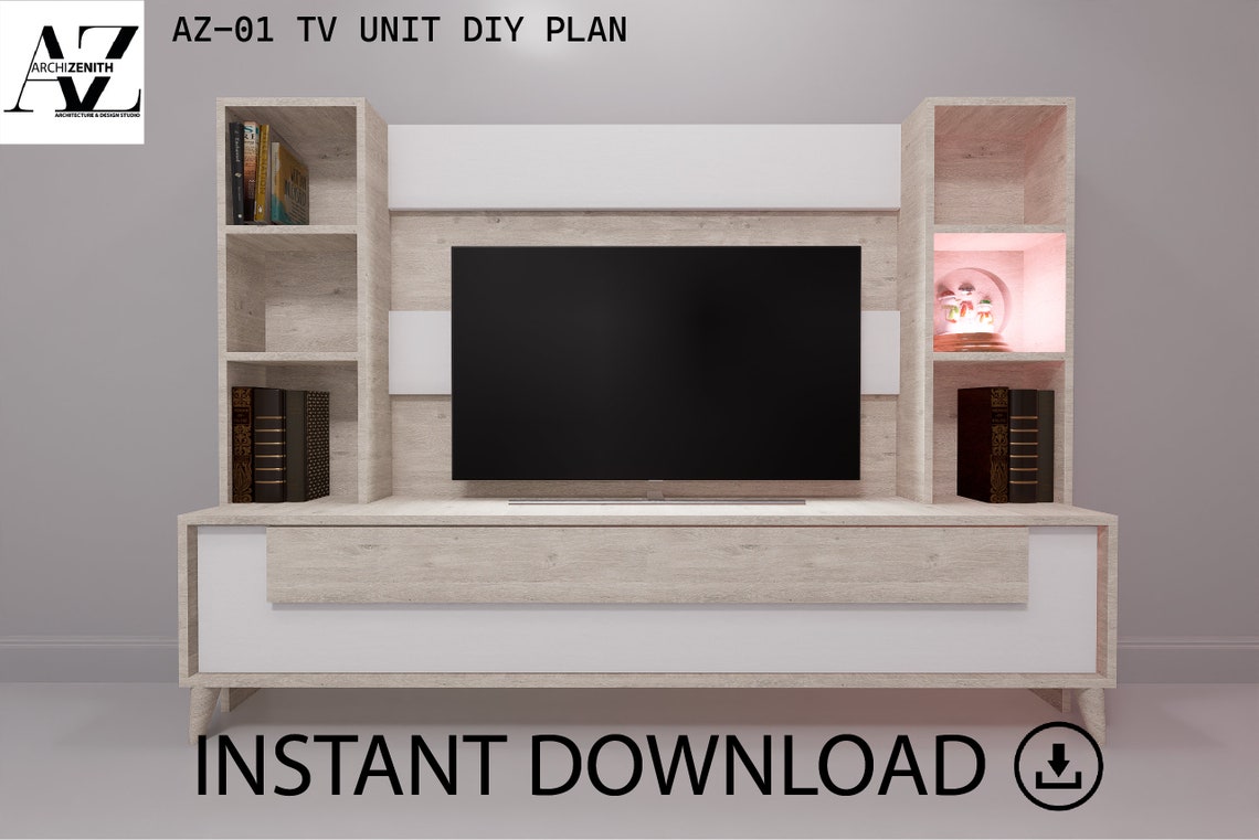 DIY TV Unit Plans Build Your Own Entertainment Center Today - Etsy