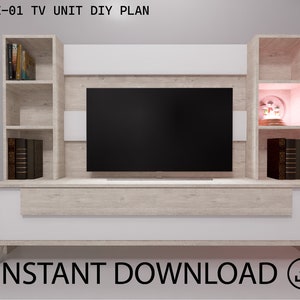 DIY TV Unit Plans - Build Your Own Entertainment Center Today! - Etsy