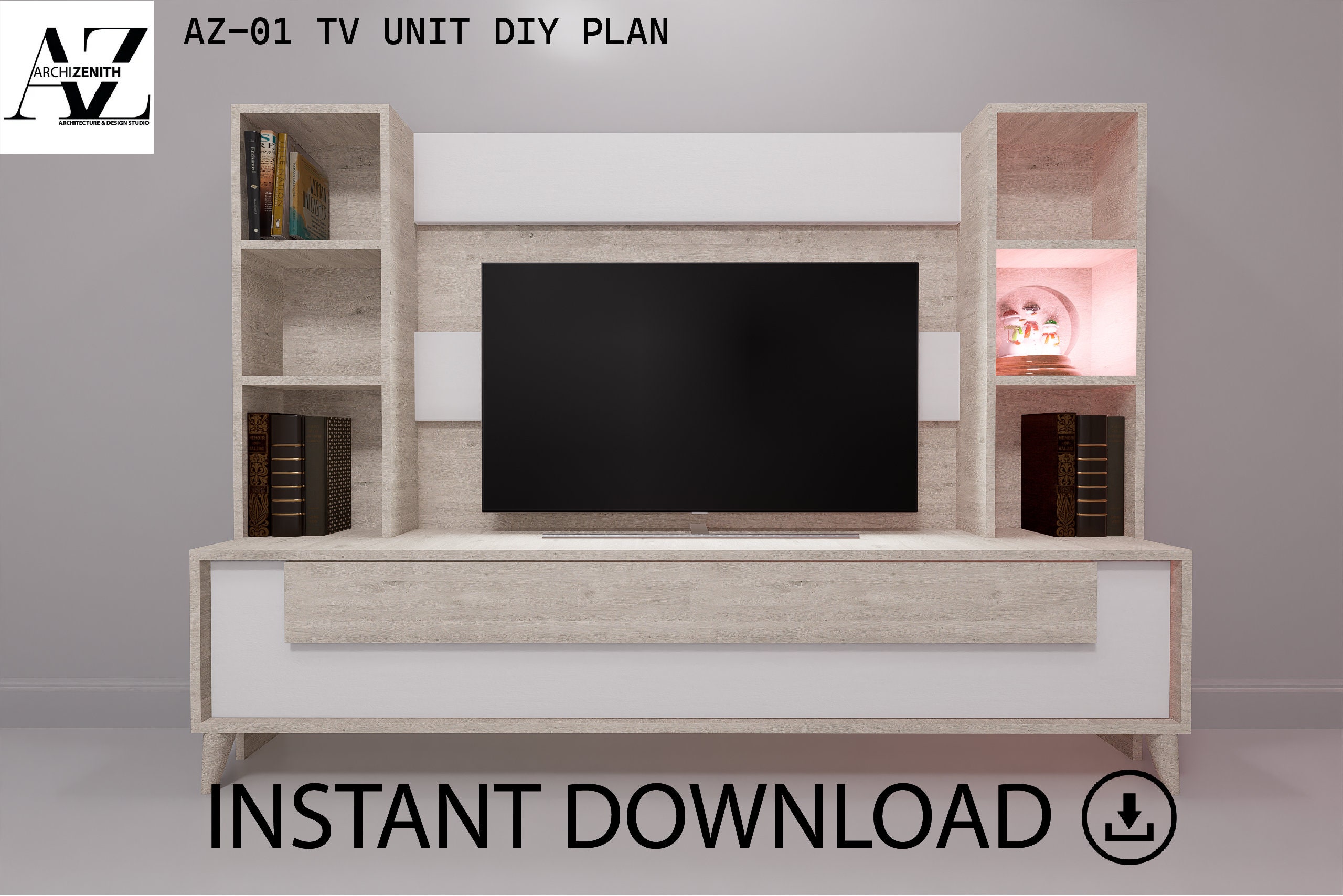 DIY TV Unit Plans - Build Your Own Entertainment Center Today! - Etsy