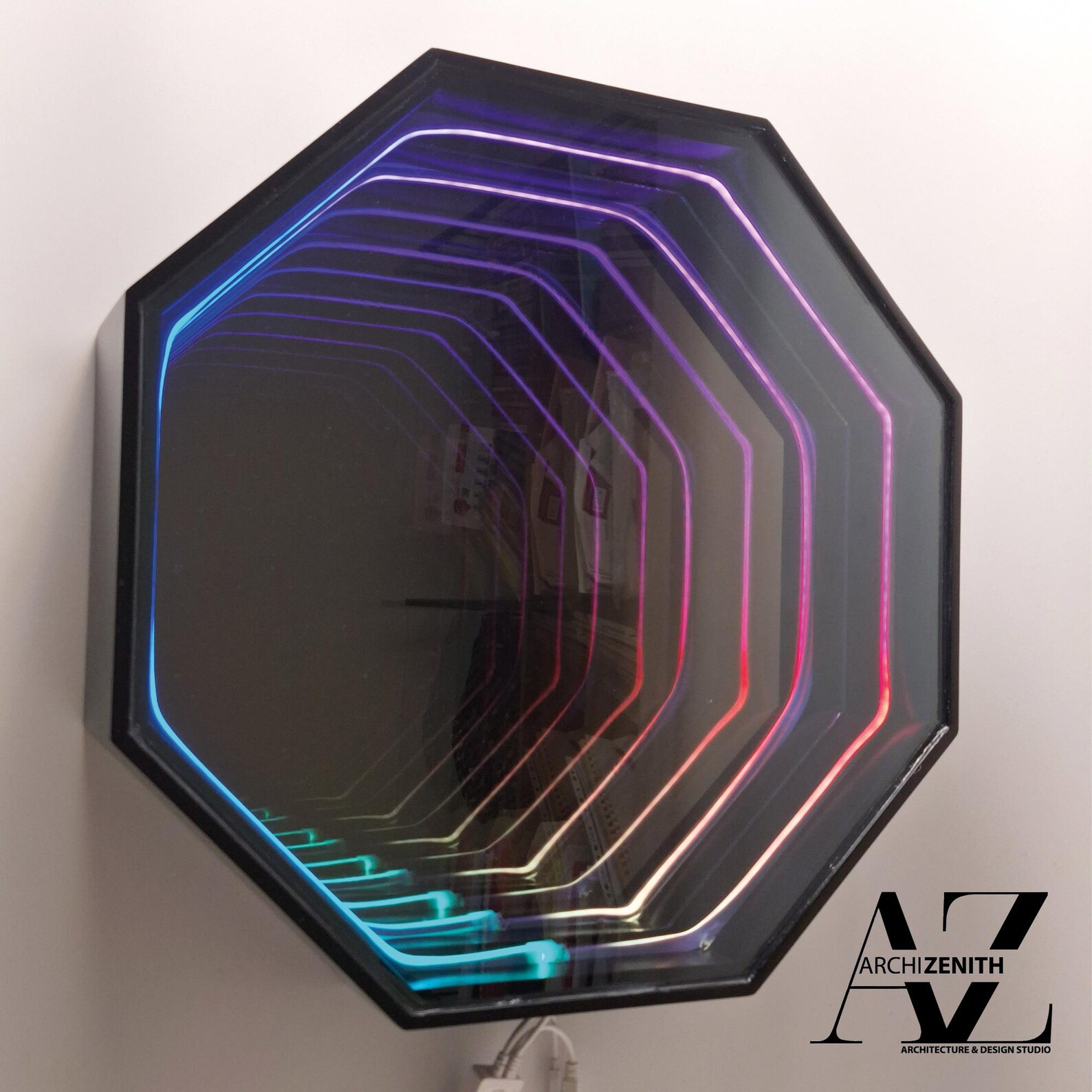 Octagon Infinity Mirror: Voice Controlled Pixel Neon LED, Modern Home ...