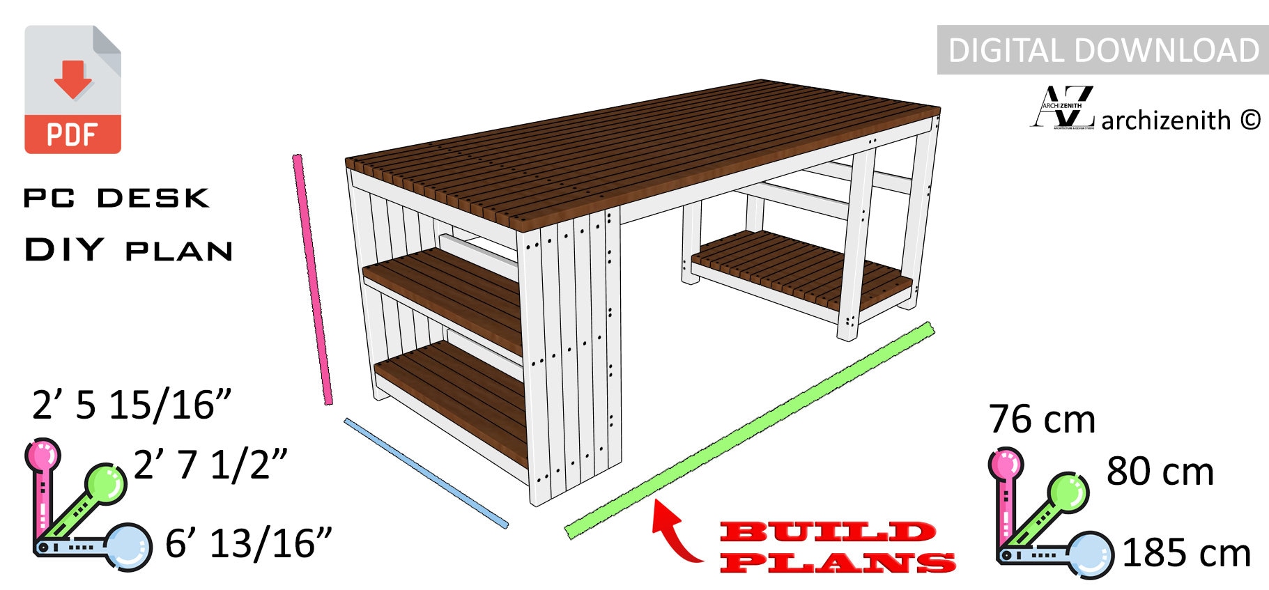 Step-by-step DIY Plan for a Computer and Work Desk - Customize Your ...