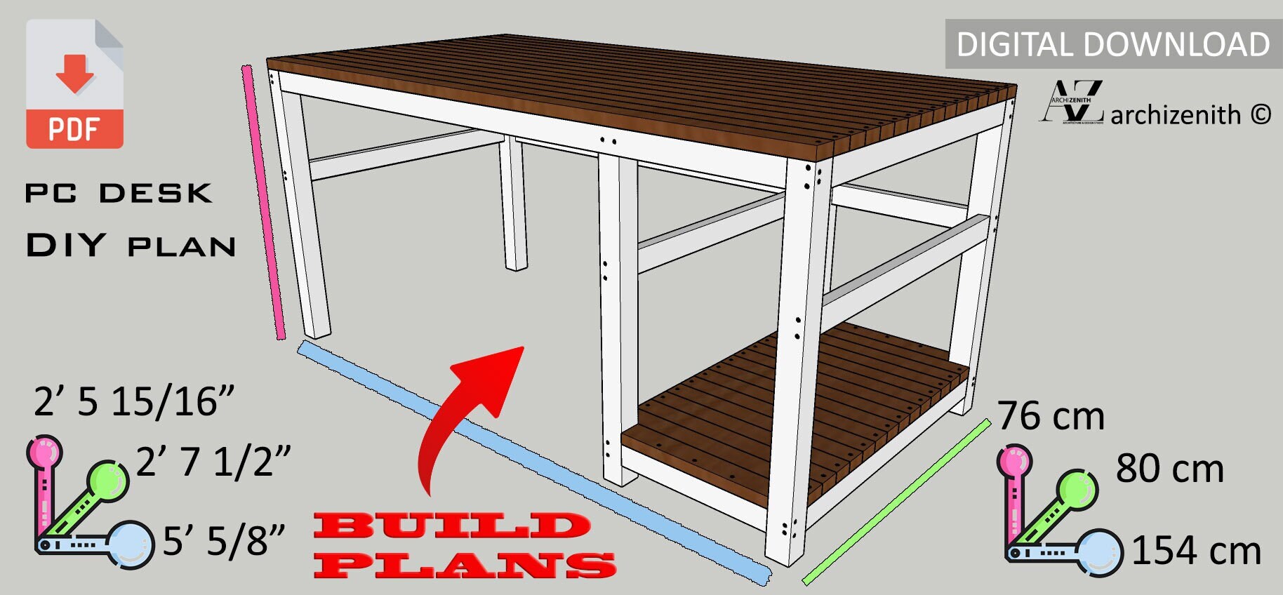 DIY PDF Desk Construction Plans - Etsy