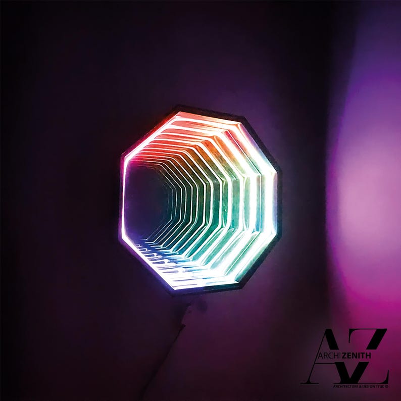 Octagon Infinity Mirror: Voice Controlled Pixel Neon LED, Modern Home ...