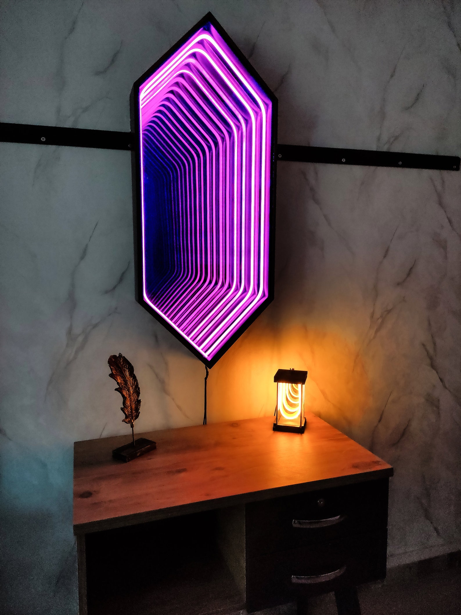 Hexagon Infinity Mirror Modern Home Decor Masterpiece Stunning and ...