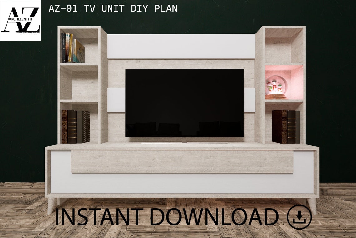 DIY TV Unit Plans - Build Your Own Entertainment Center Today! - Etsy