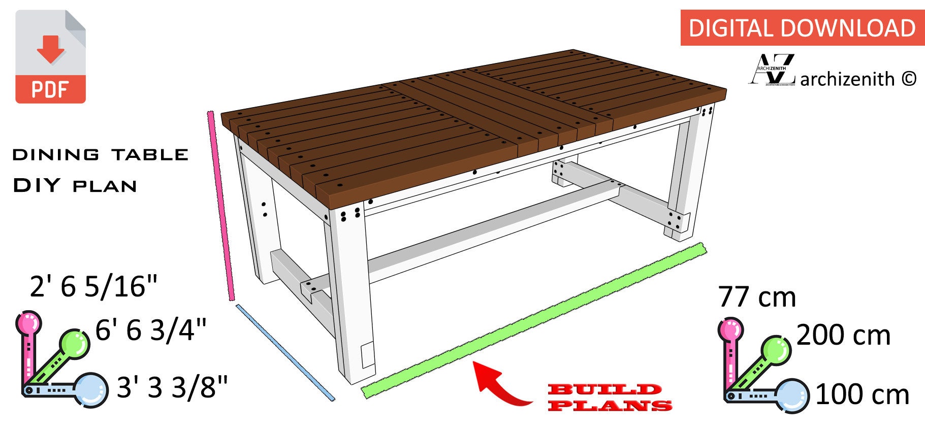 Step-by-step DIY Plan. Build Your Own Dining Table! - Etsy