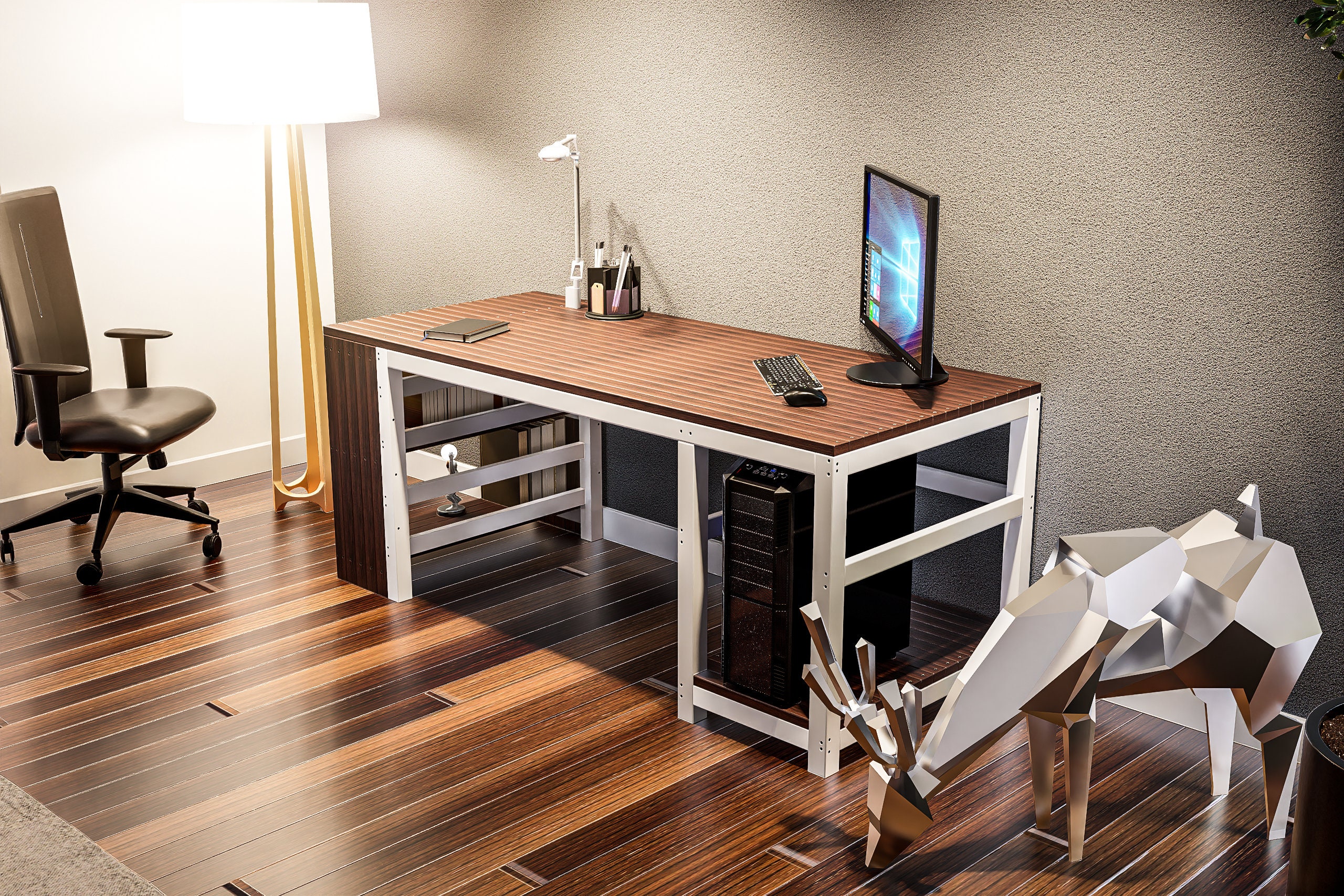 Step-by-step DIY Plan for a Computer and Work Desk Customize Your ...