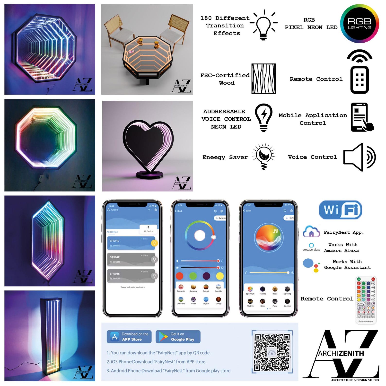 Hexagon Infinity Mirror - Modern Home Decor Masterpiece - Stunning and ...