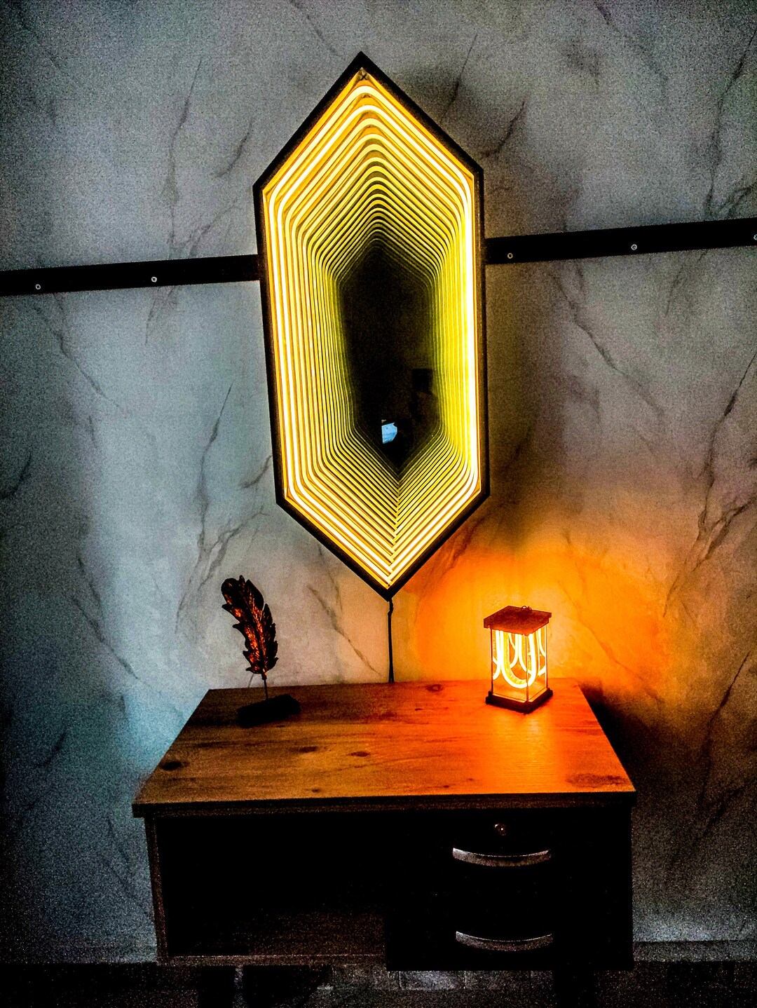 Hexagon Infinity Mirror - Modern Home Decor Masterpiece - Stunning and ...