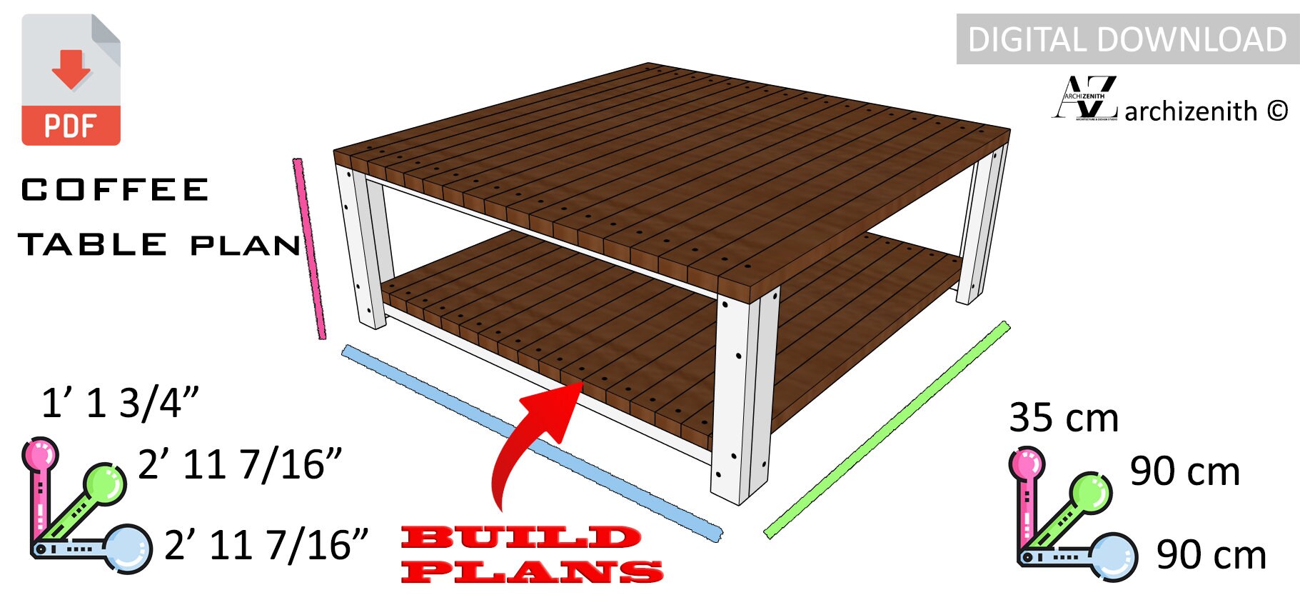 Step-by-step DIY Plan. Build Your Own Coffee Table - Etsy