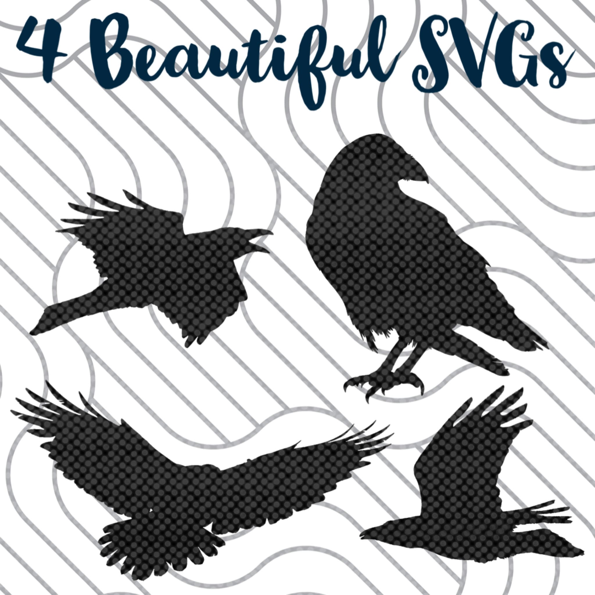 Crow Svgs Set of 4 - Etsy