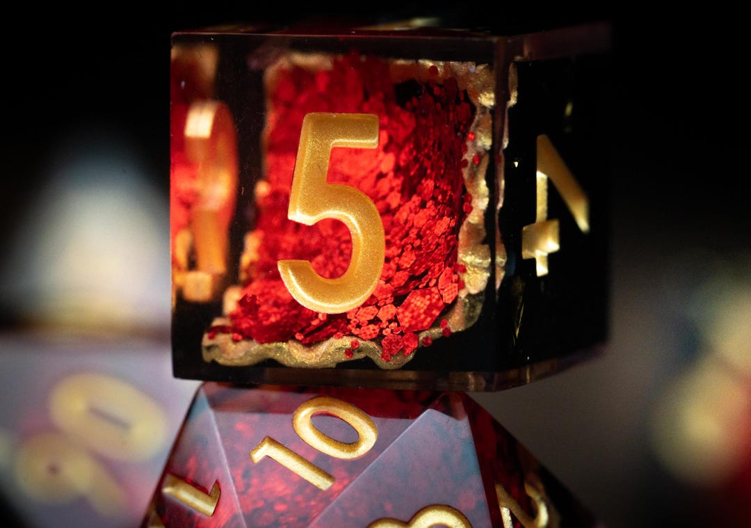 Dnd Dice Geode Dice Set/ Sharp Edge Dice Set for Dnd/ Inferno’s Heart ...