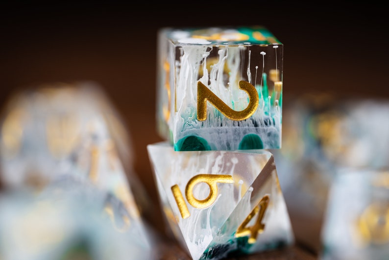 Space Dice / Waves of Neptune Polyhedral Dice Sharp Edge - Etsy