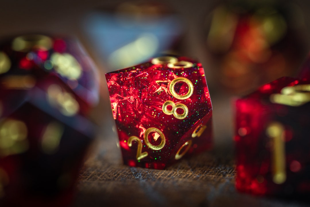 Red Dice / Sharp Edge Dice Set Dnd / Carnelian / Red Dnd Resin Dice / D ...