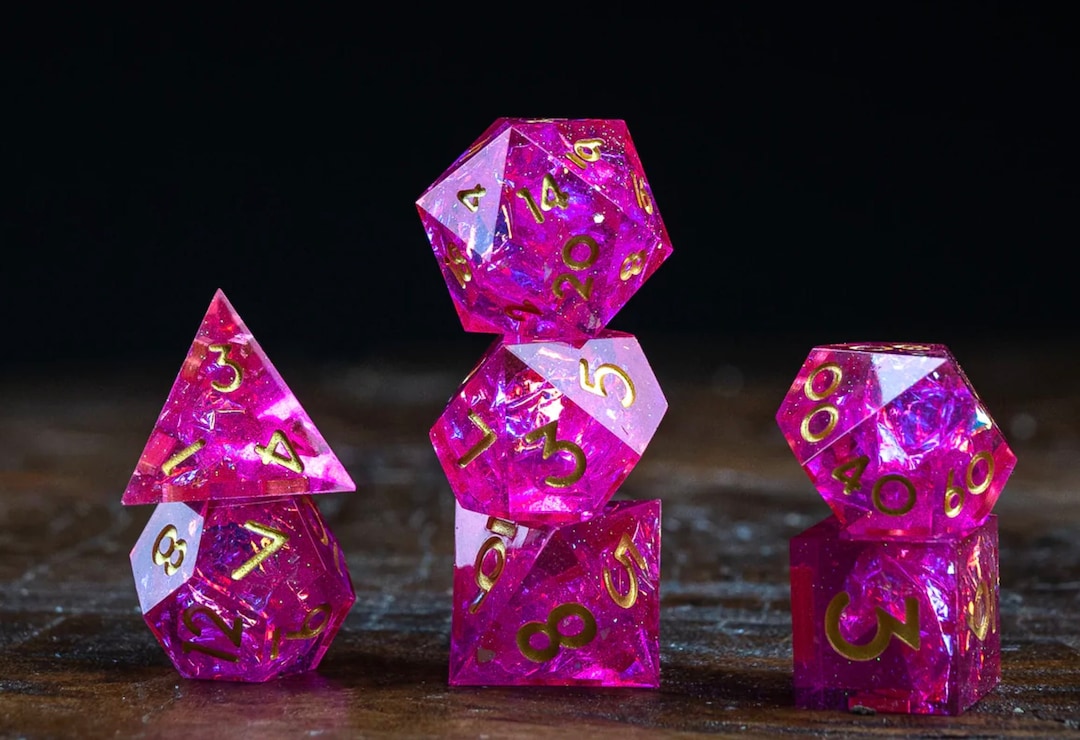 Pink Maiden Pink Dnd Resin Dice Set / Pink Sharp Edge Dice - Etsy