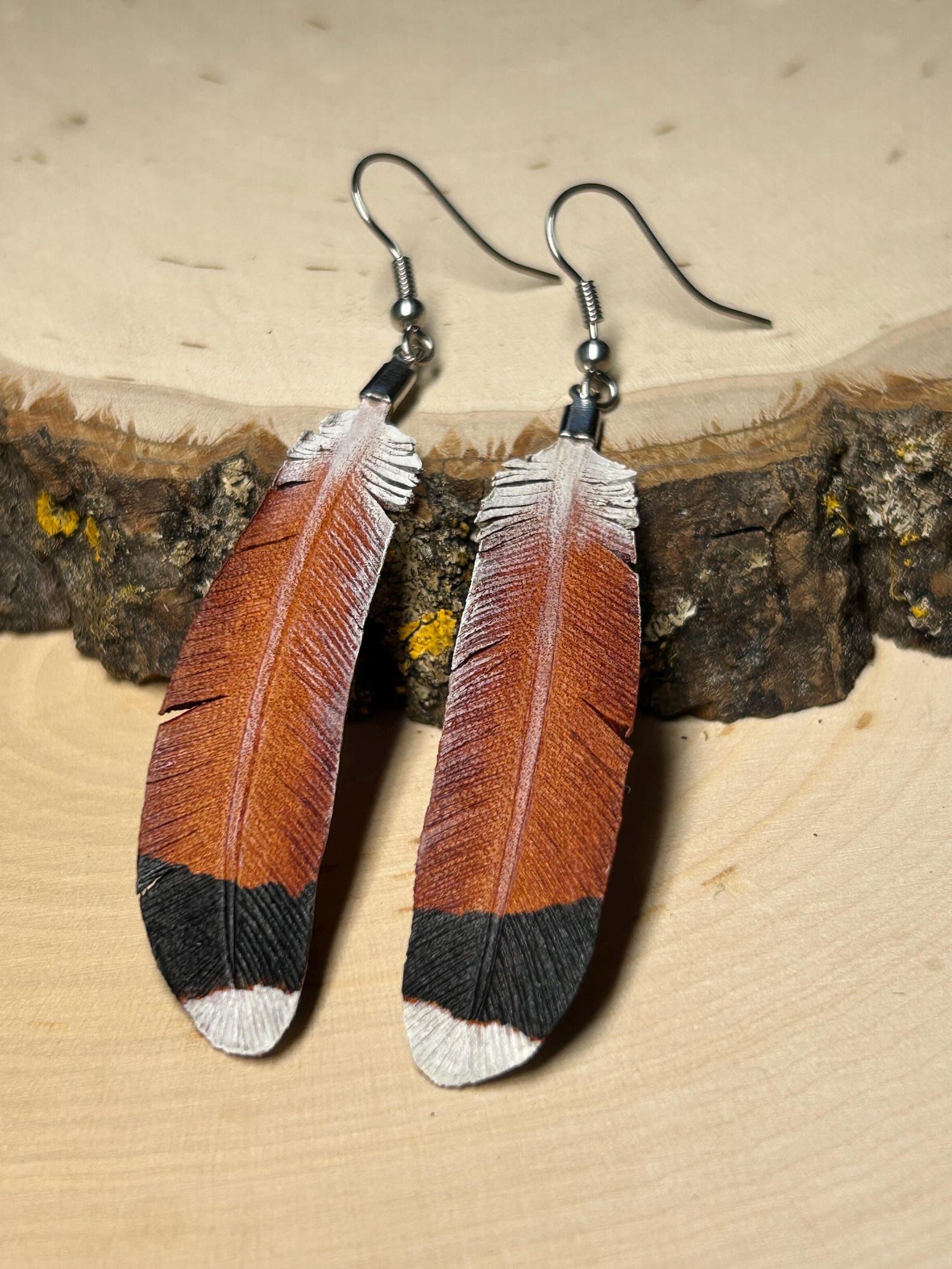 Handmade Leather Feather Kestrel Earrings, Bird Lover Gift, Boho ...
