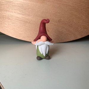 Mini Clay Gnome, Miniature Handmade Custom Polymer Clay Gnome Figurine ...