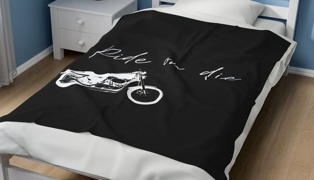 Ride or Die Black Motorcycle Blanket Quilt Harley Davidson Racing Throw ...