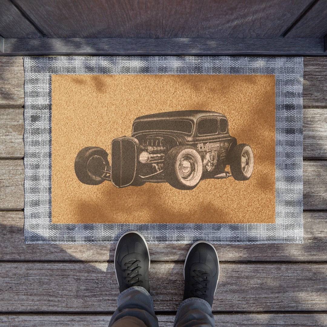 Rat Rod Hot Rod Garage Doormat Garage Door Rug Garage Floor Mat Hot Rod ...