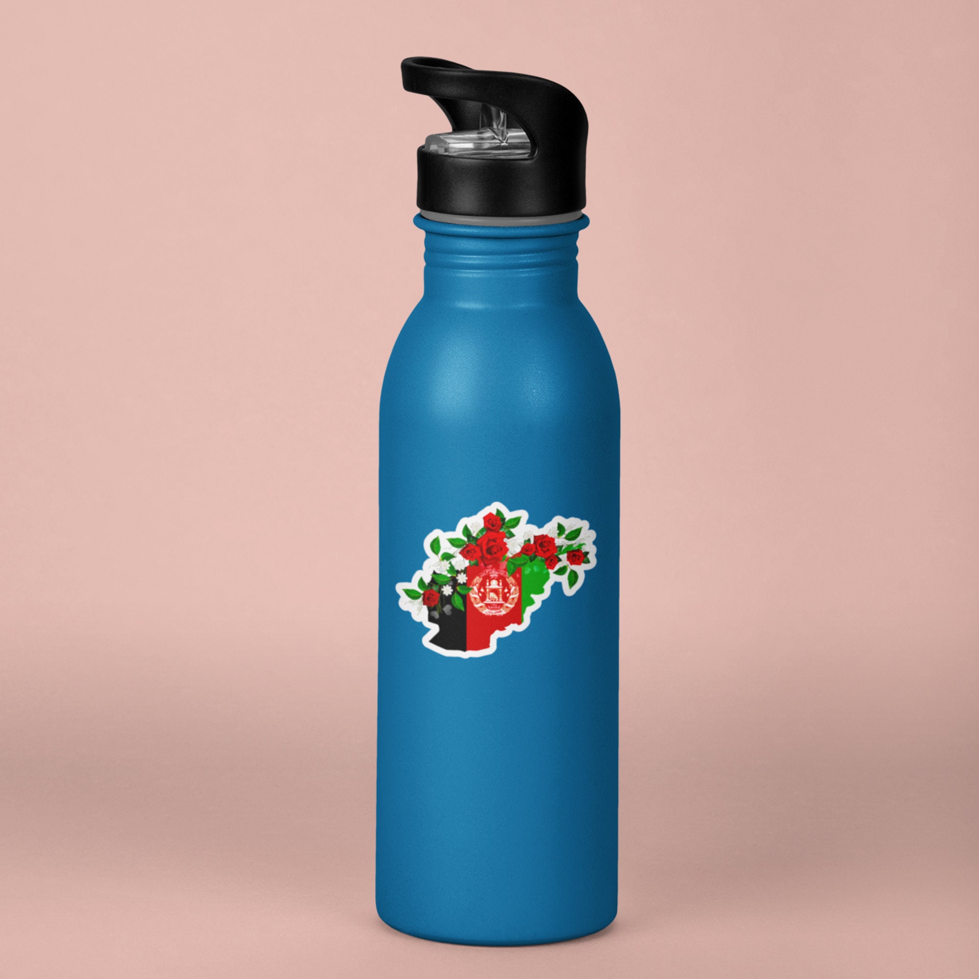 Afghanistan Flag Sticker With Flowers, Afghanistan Country Sticker ...