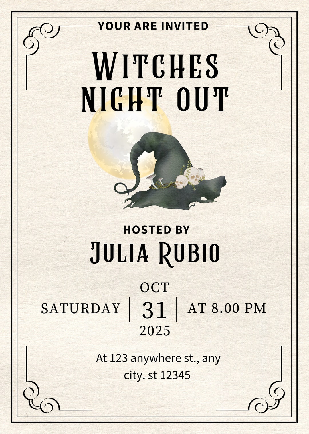 Witches Night Out EDITABLE Digital Download Invitation - Etsy