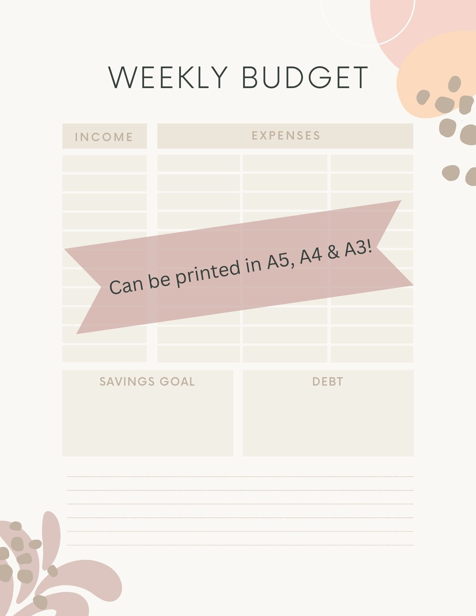 Weekly Budget Planner, Printable Budget Planner, Financial Sheet ...