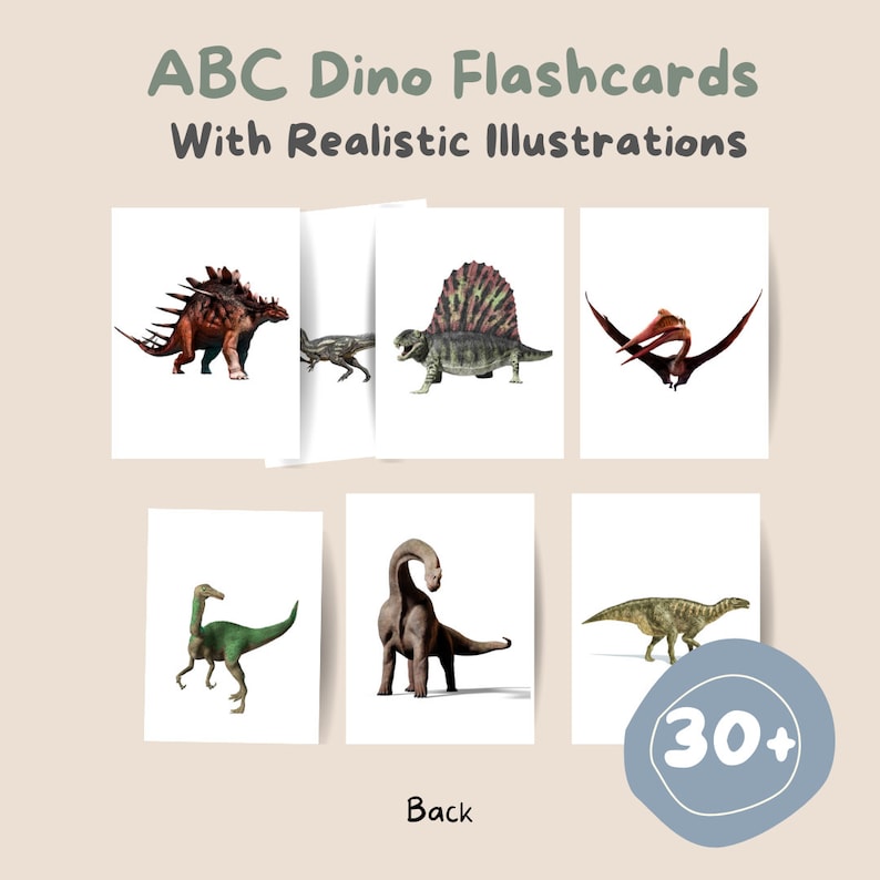 Dinosaurs ABC Flash Cards With Accurate Illustrations+ Free Dinosaur ...