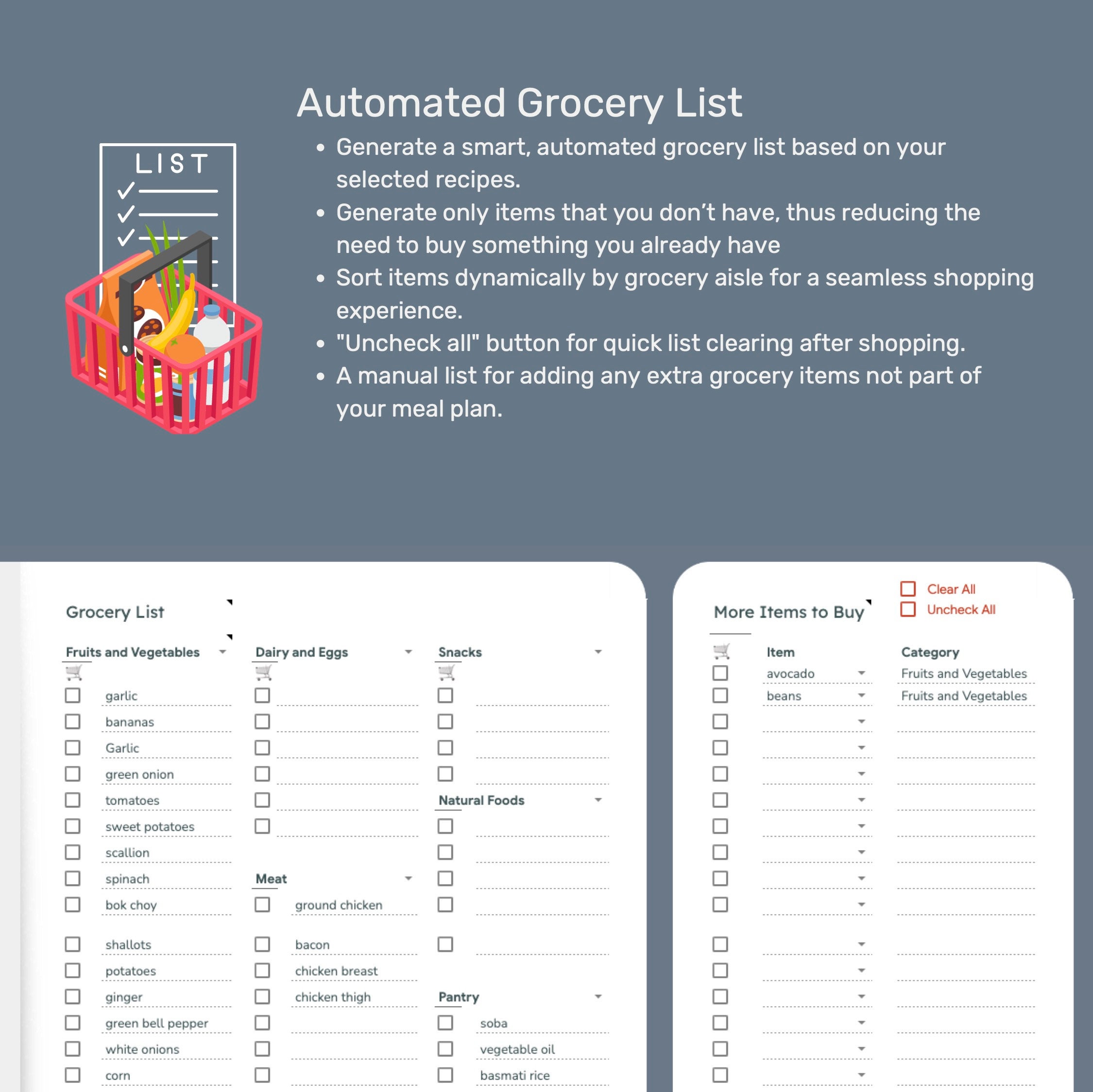 Ultimate Weekly Meal Planner - Inventory Tracker, Automated Grocery ...