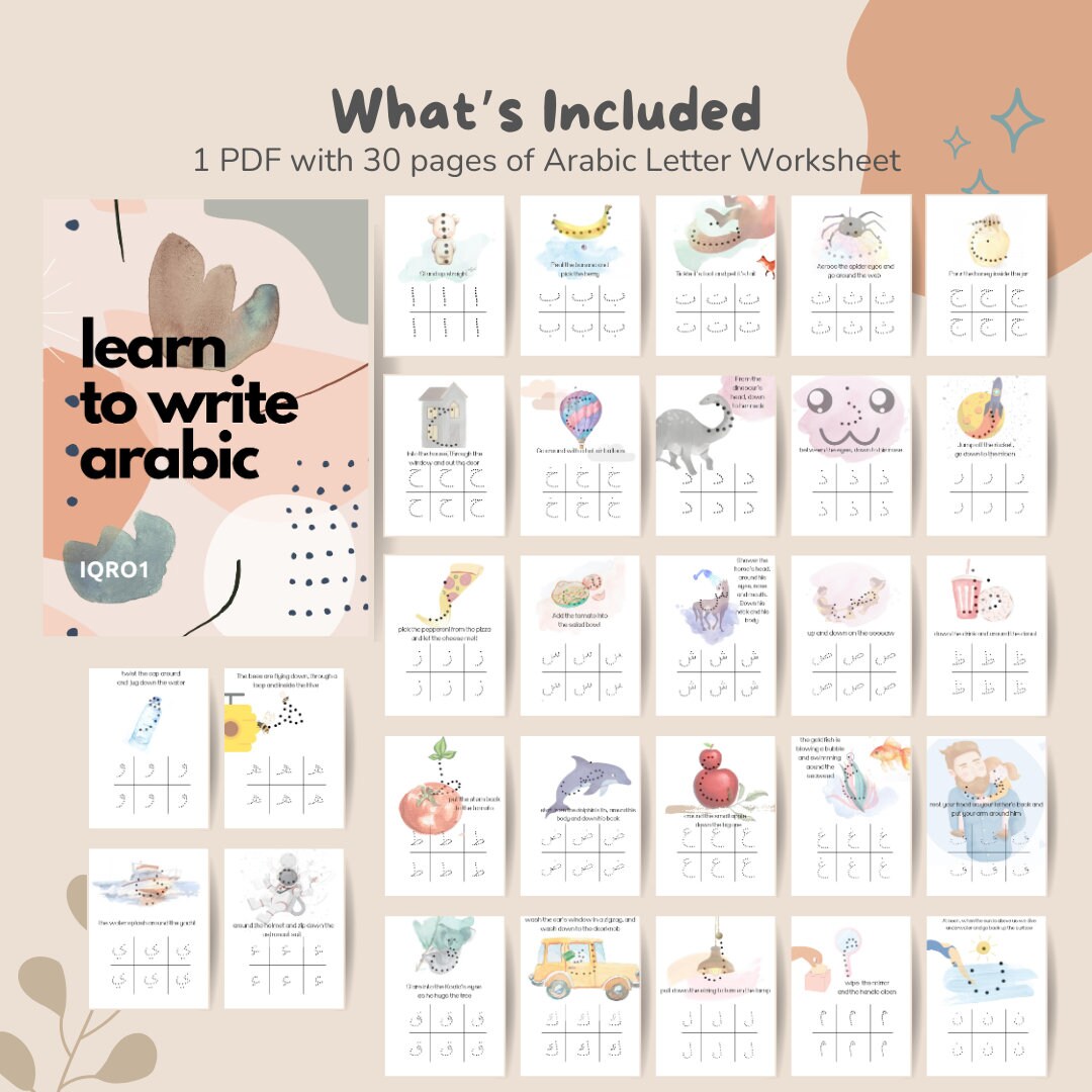 Printable Arabic Alphabet Learning to Write Workbook for Kids With ...