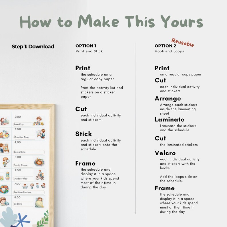 Printable Kids Daily Schedule With Watercolor Illustrations ...