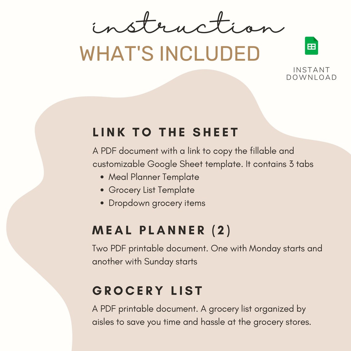 Printable Meal Planning Tool and Grocery List | Fully Customizable ...