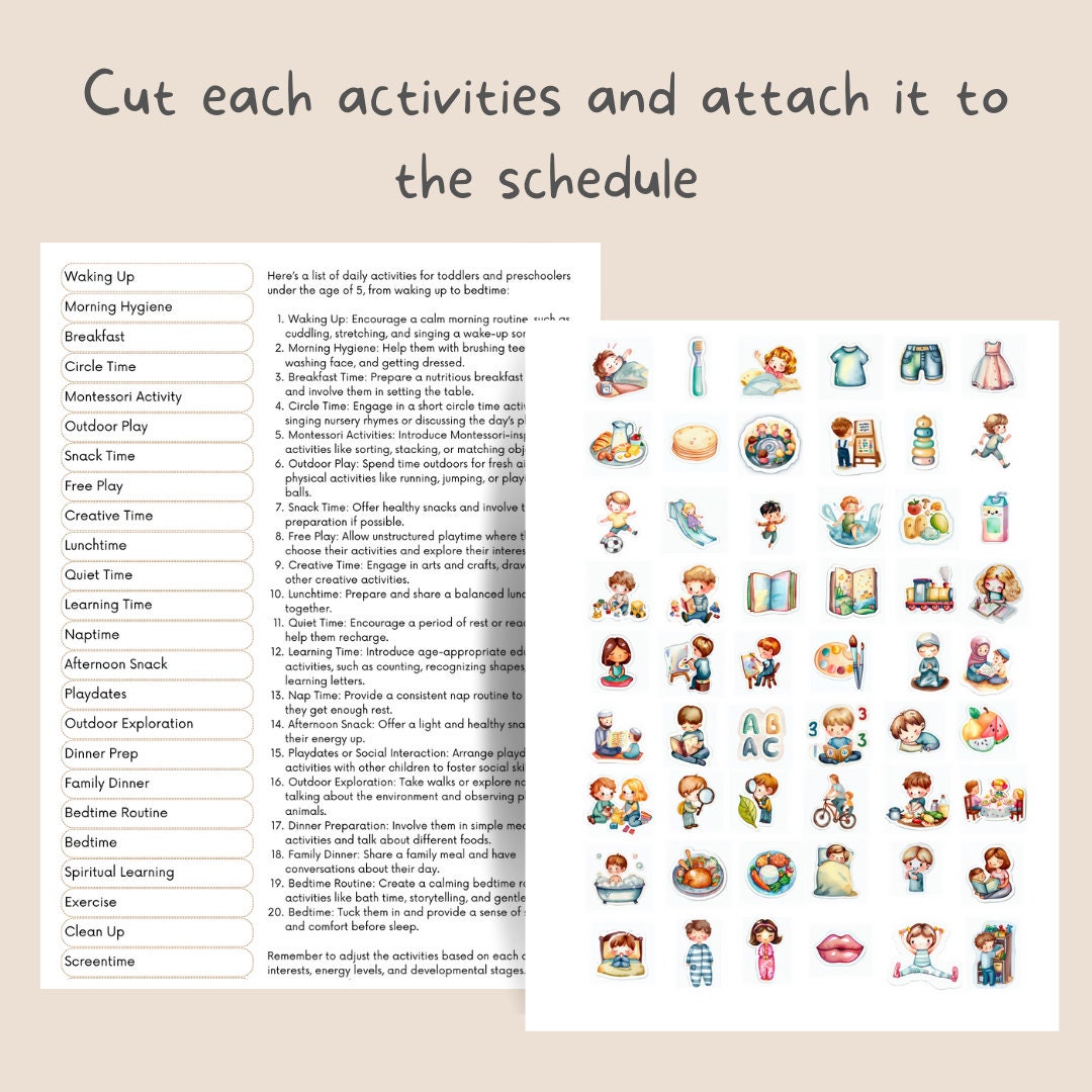 Printable Kids Daily Schedule With Watercolor Illustrations ...
