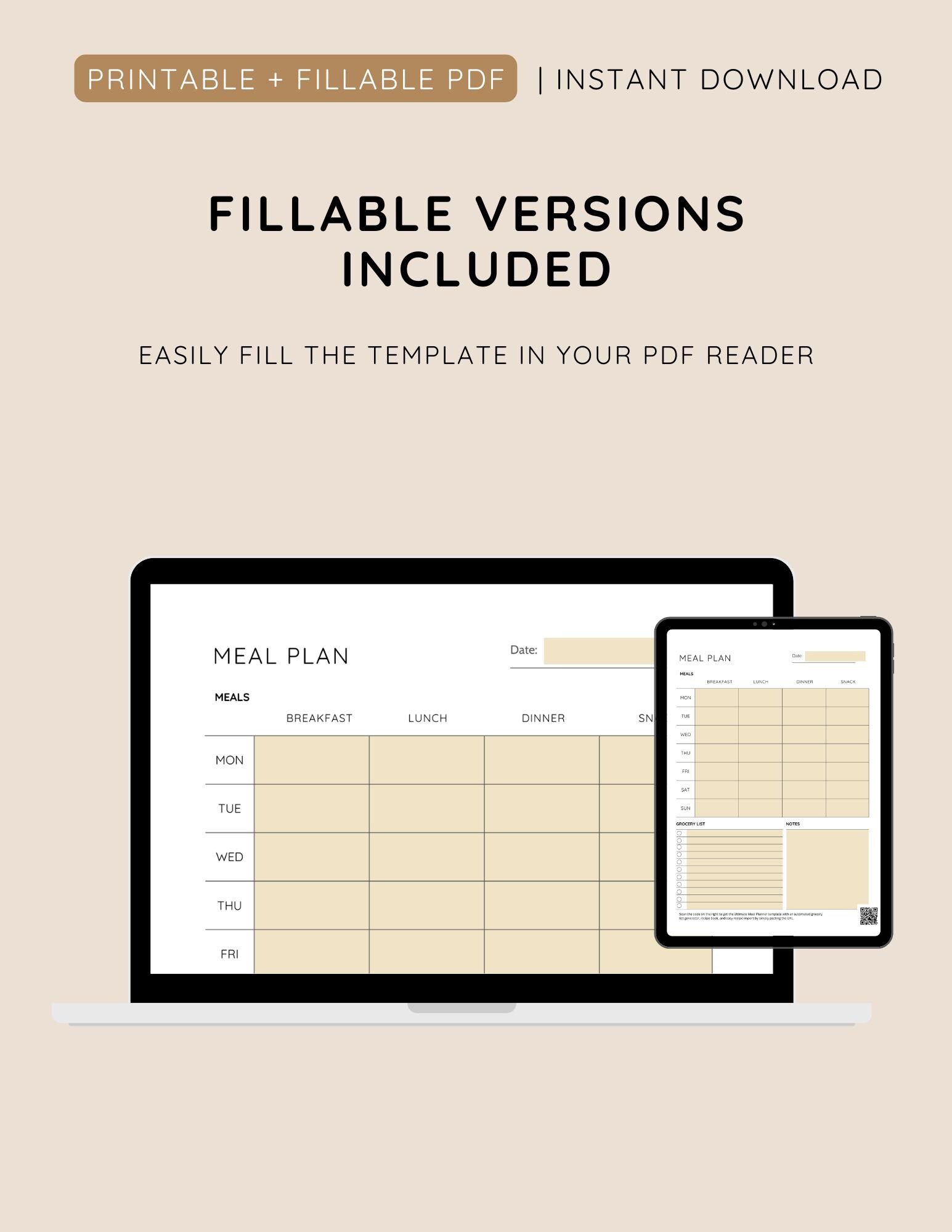 Workout & Meal Planner Template Tracker – Fitness and Nutrition Digital ...