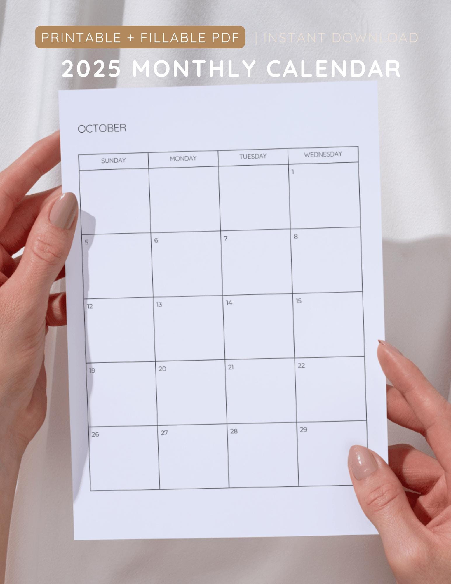 2025 Two-page Monthly Calendar Printable and Fillable PDF, Portrait ...