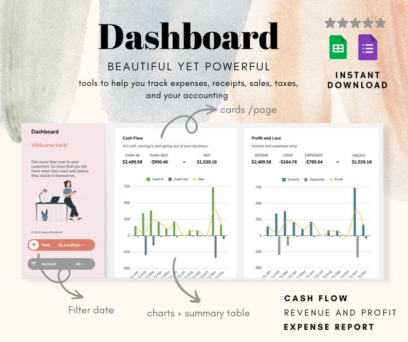 Expense Tracker Template for Small Business Owner Accounting - Etsy