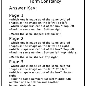 Visual Perception Skills: Form Constancy 3 Levels - Etsy