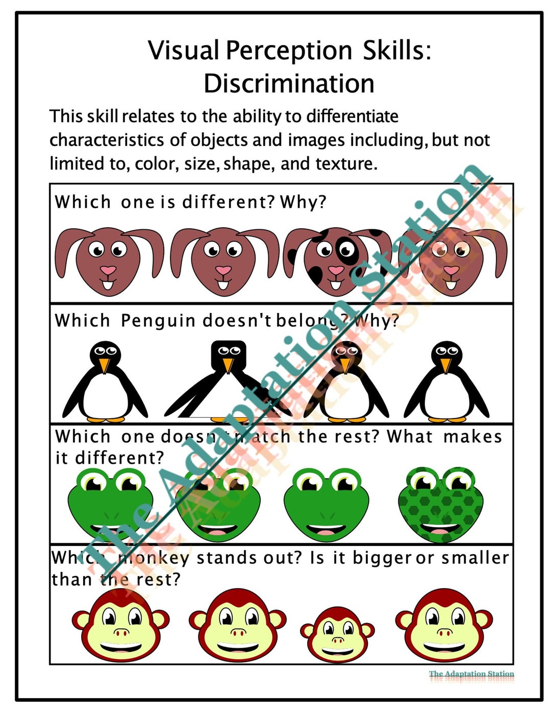 Visual Perception Skills: Discrimination - Etsy