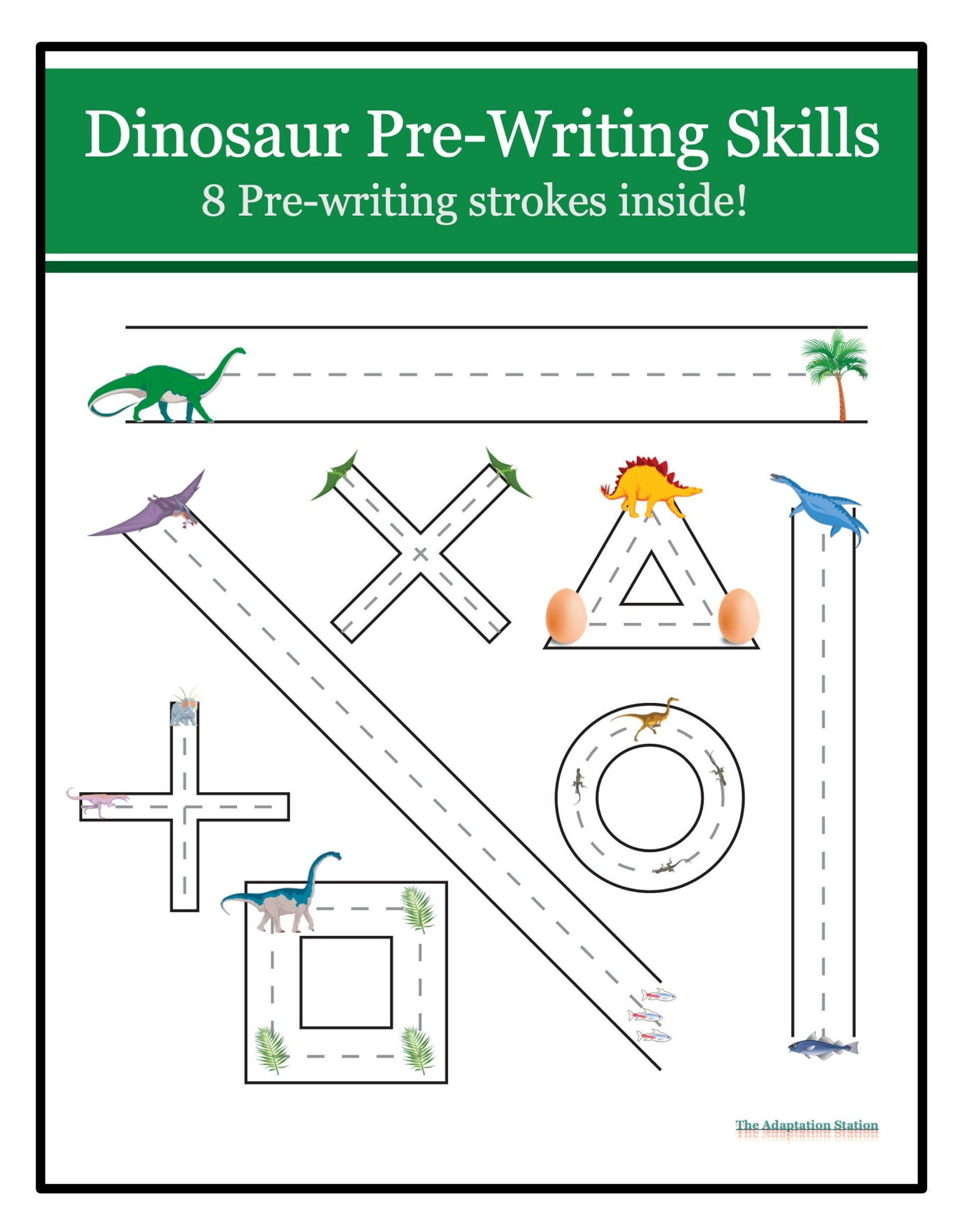 Dinosaur Pre-writing Skills - Etsy