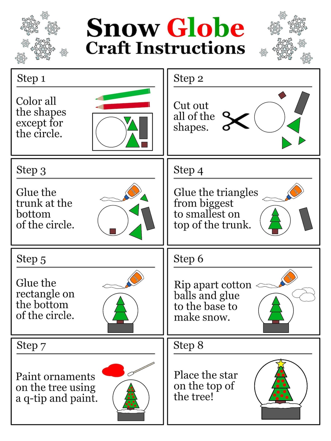 Seasonal Multi-step Snow Globe Craft With Task Analysis - Etsy