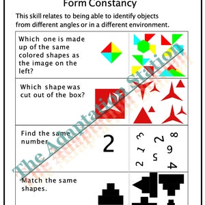 Visual Perception Skills: Form Constancy 3 Levels - Etsy