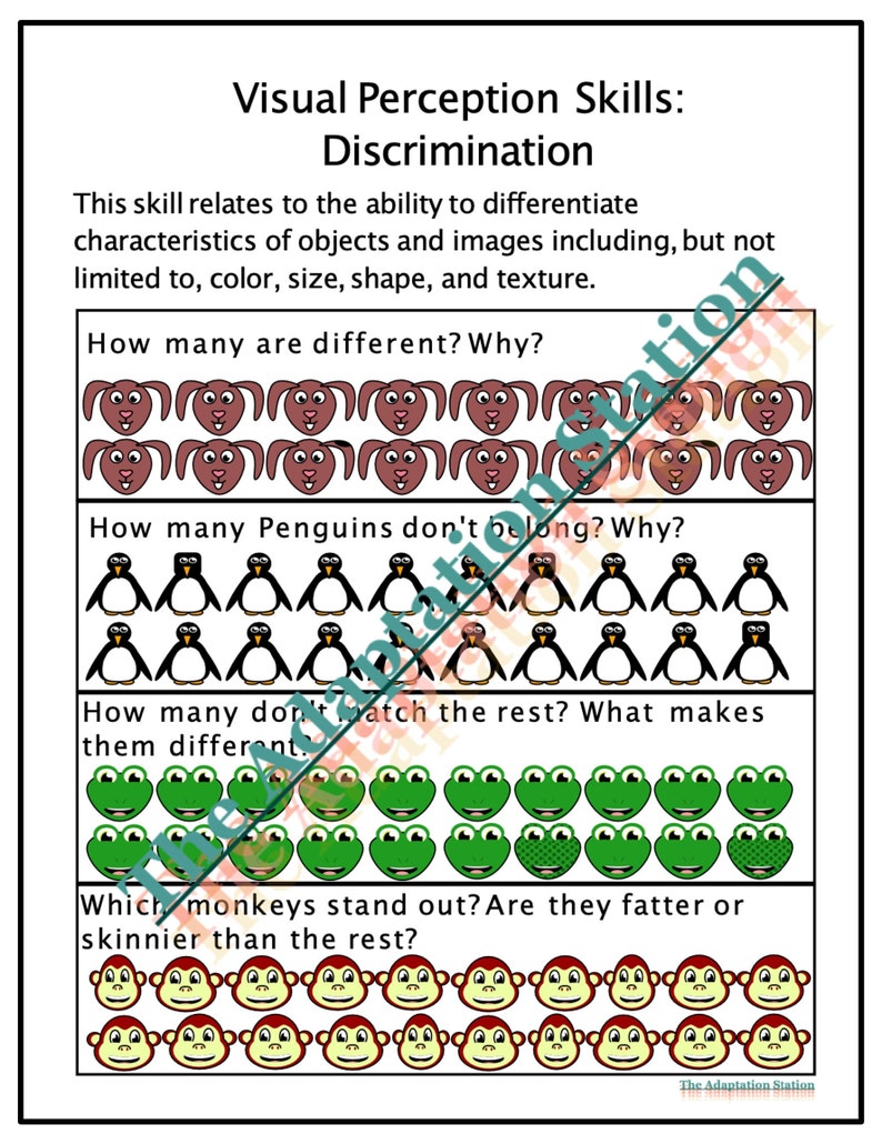 Visual Perception Skills: Discrimination - Etsy