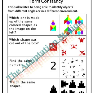Visual Perception Skills: Form Constancy 3 Levels - Etsy